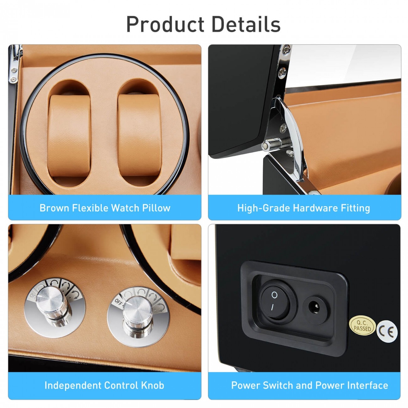 Quad Watch Winder With Adjustable Watch Pillow | JQUEEN