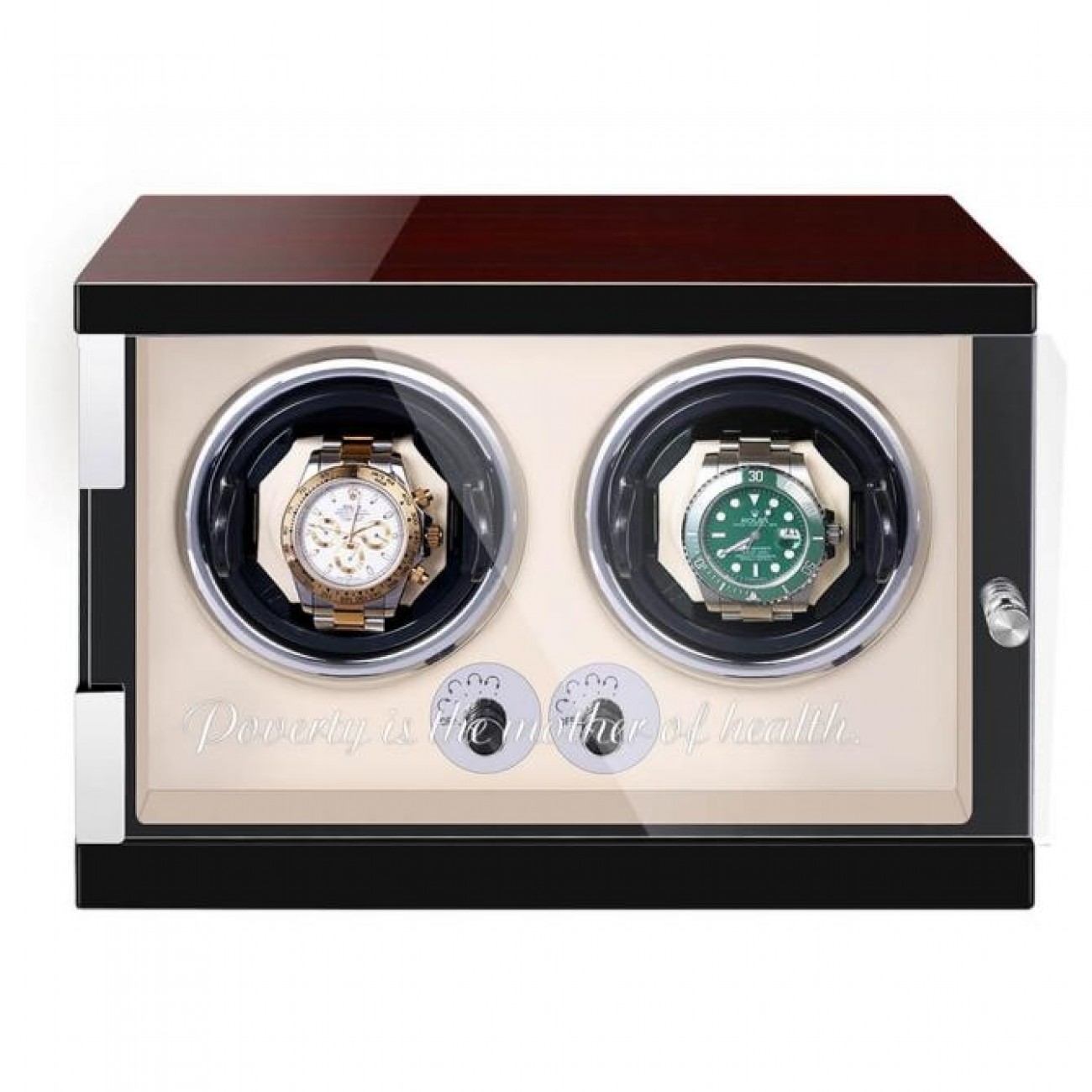 Custom Jqueen Newly Upgraded Vertical Double Watch Winders Cherry Red Wood