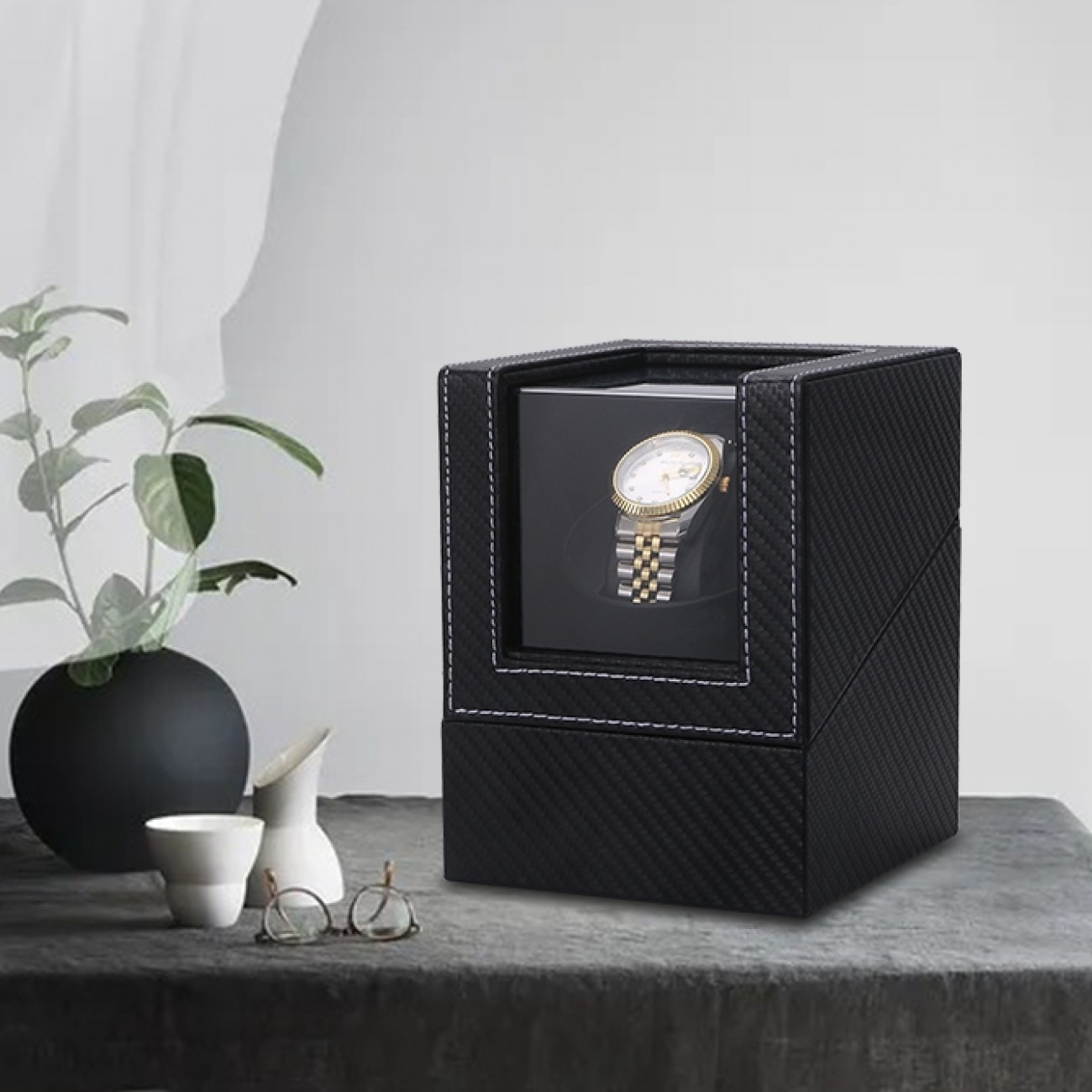 Single Automatic Watch Winder with Adjustable Watch Pillow | JQUEEN