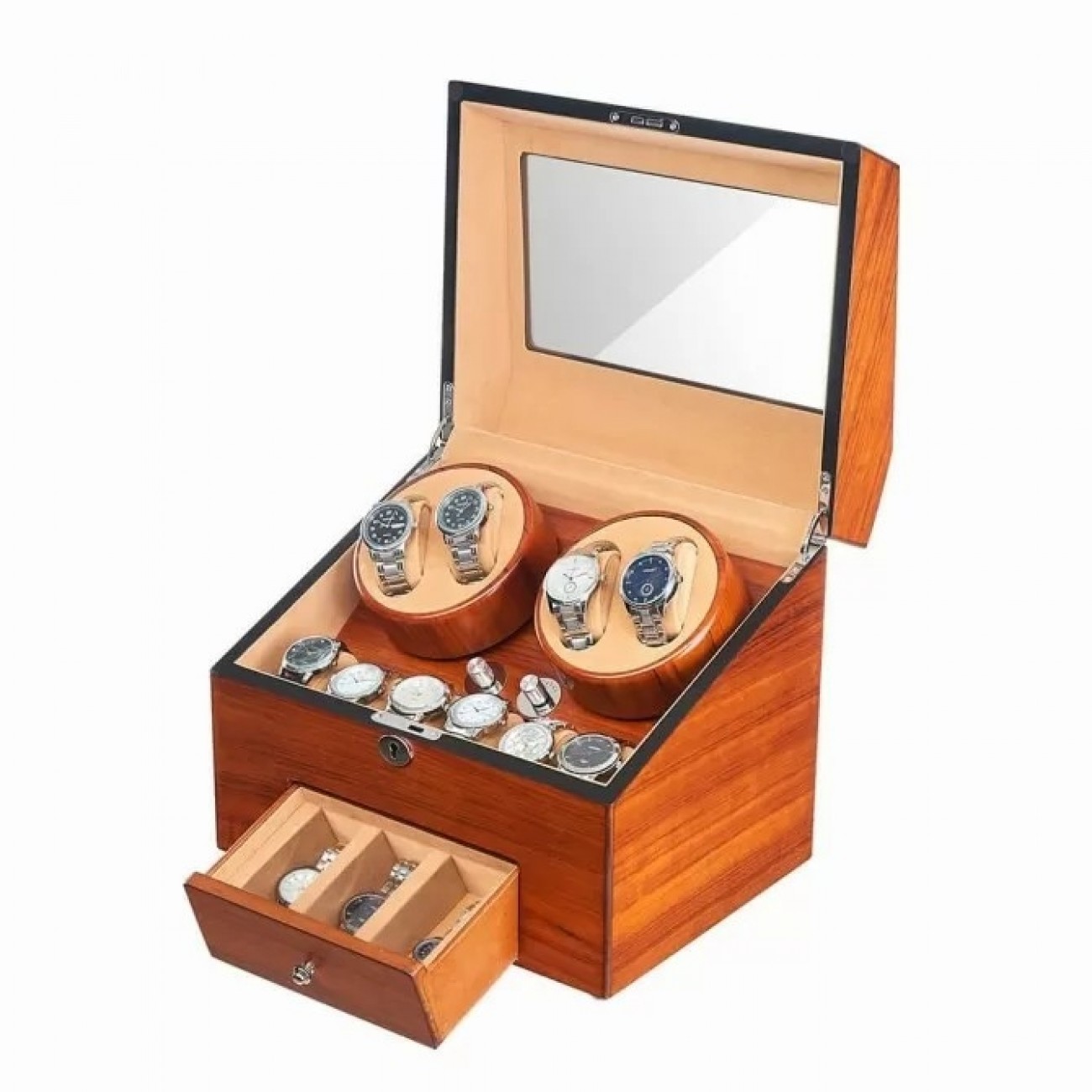 4 Automatic Wood Watch Mover Display Box | JQUEEN
