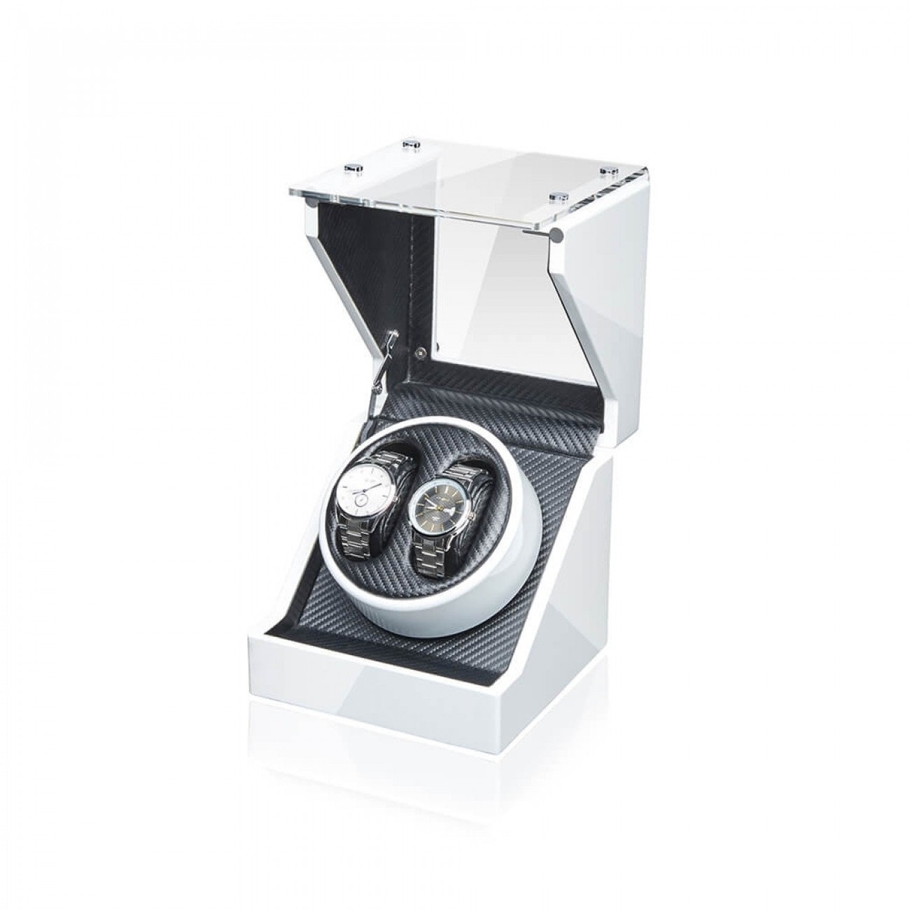 Rotating Watch Box for 2 Automatic Watches - White | JQUEEN