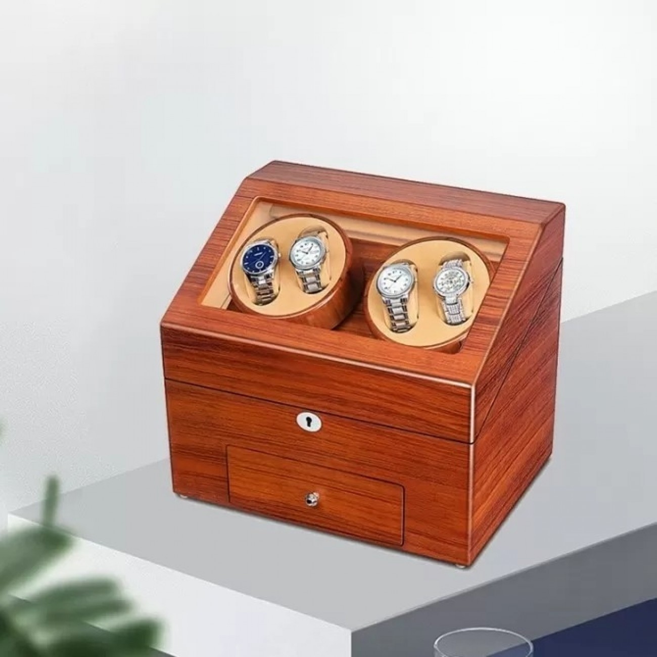 4 Automatic Wood Watch Mover Display Box | JQUEEN